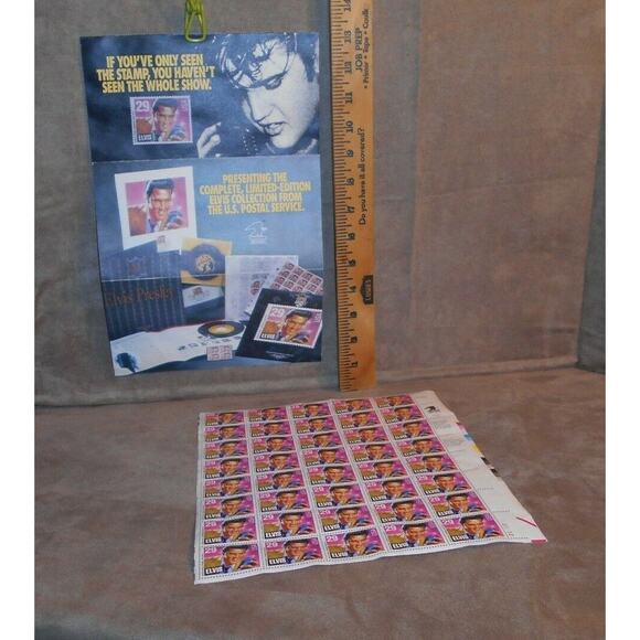 USPS | Office | Vintage 993 Elvis Stamp 29 Cent Sheet Of 4 Worder Form ...